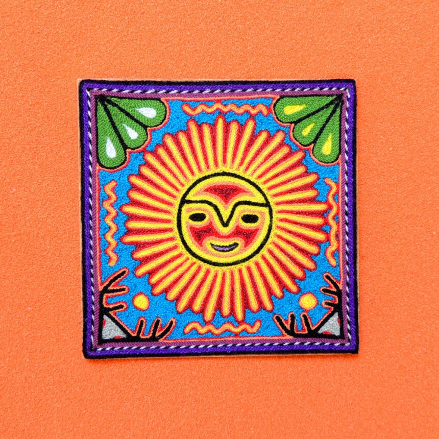 Huichol Art 6″ Yarn Painting Sun – coRa mexico