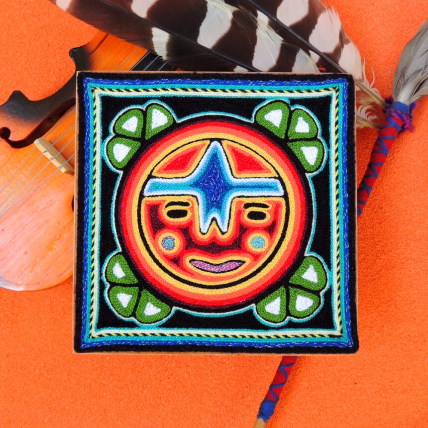 Huichol Art 6″ Yarn Painting Sun – coRa mexico