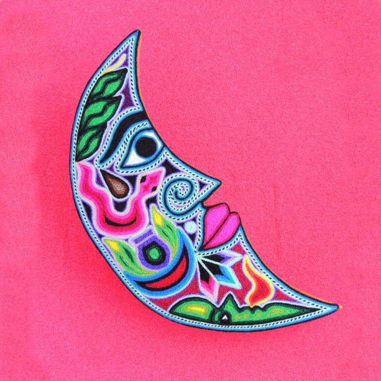 Huichol Art Yarn Painting Moon – coRa mexico