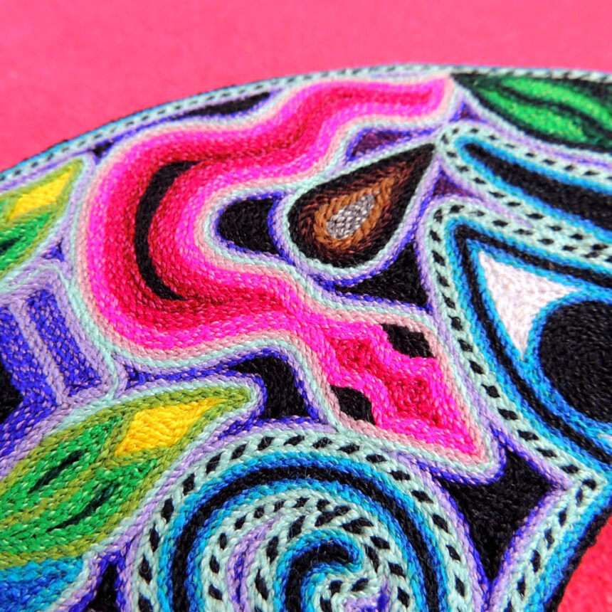 Huichol Art Yarn Painting Moon – coRa mexico